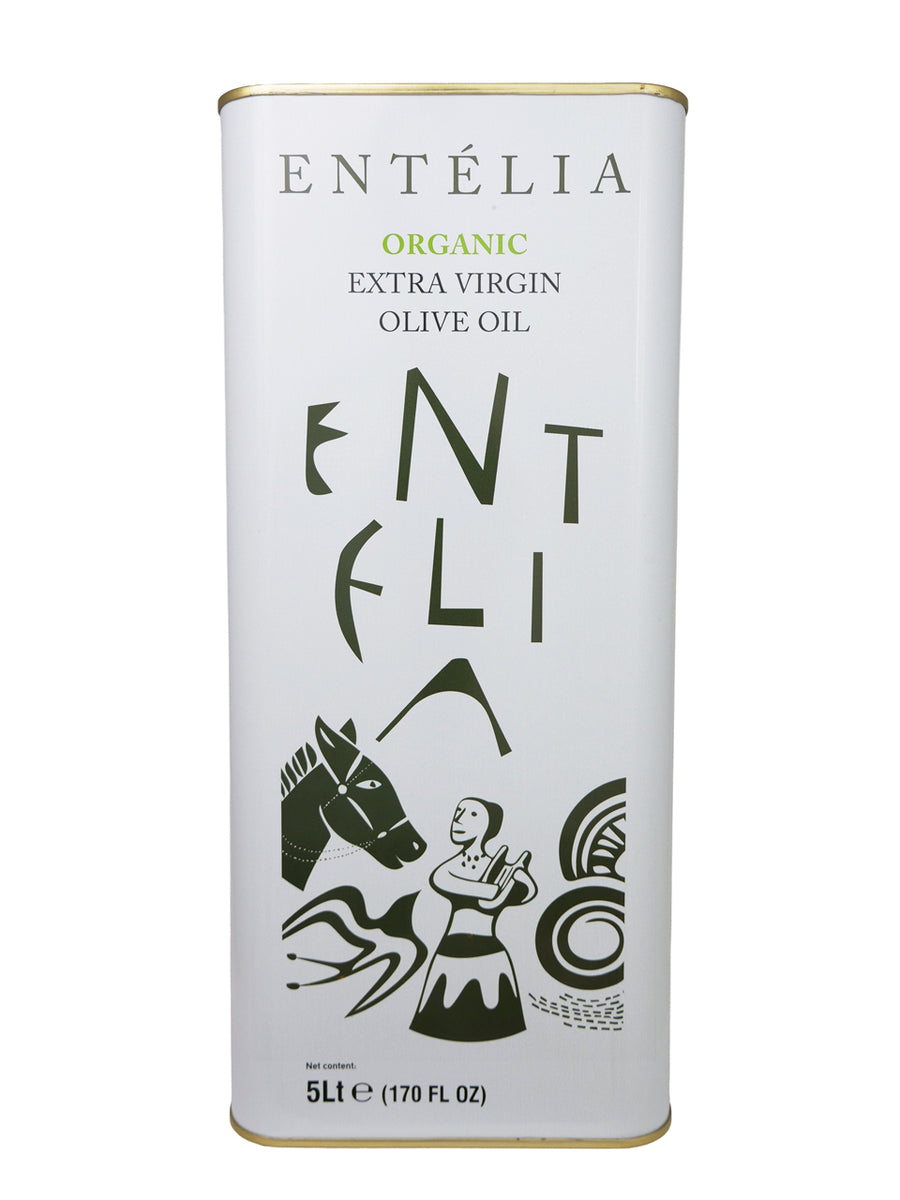 Entelia Organic Tin Extra Virgin Olive Oil 169 fl oz (5 l) – Olive Oil ...